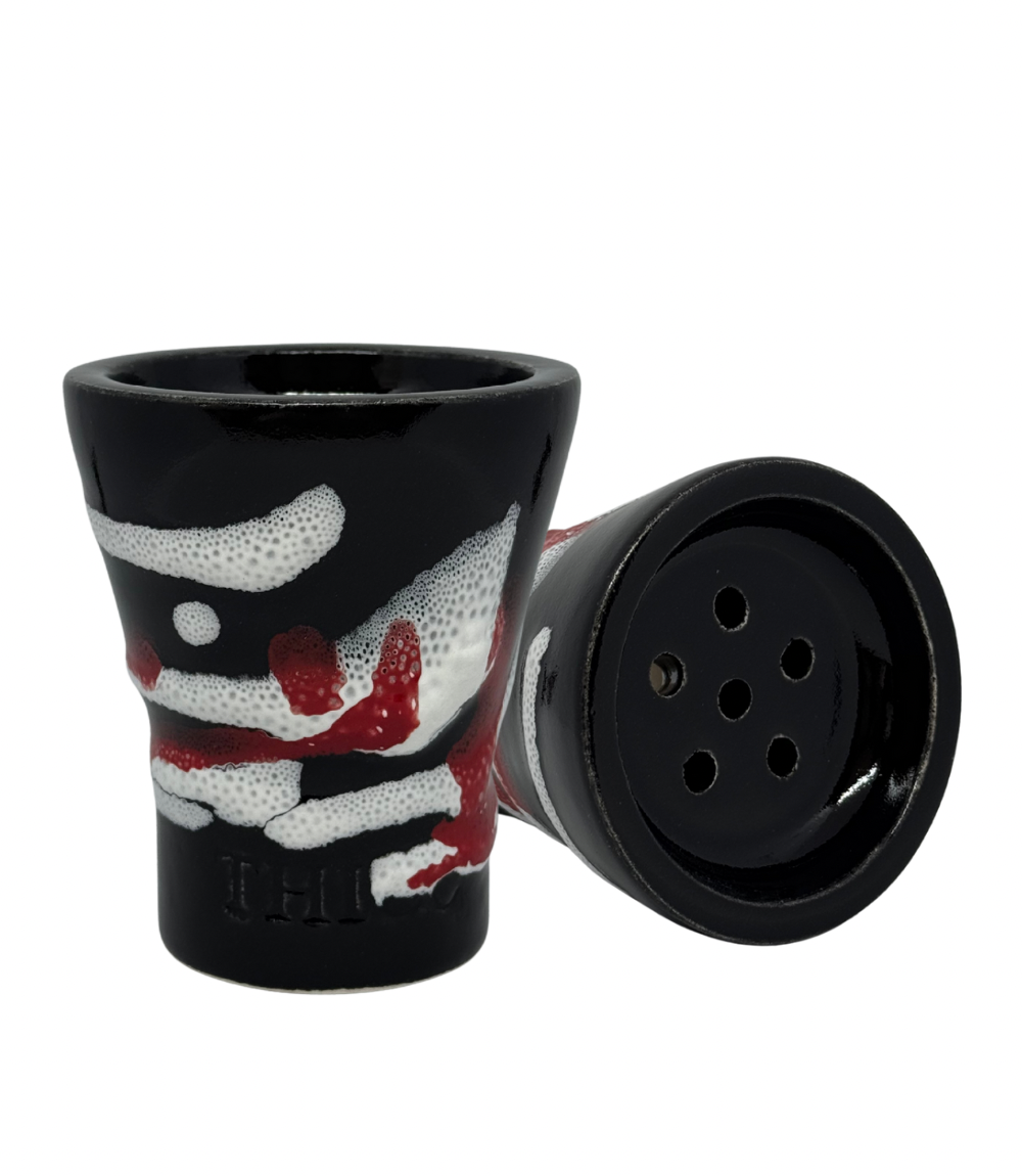 Thicc Bowls - Thicc + Killer- Black white and red - ראש סופר פרמיום - Hookahrish - הוקריש